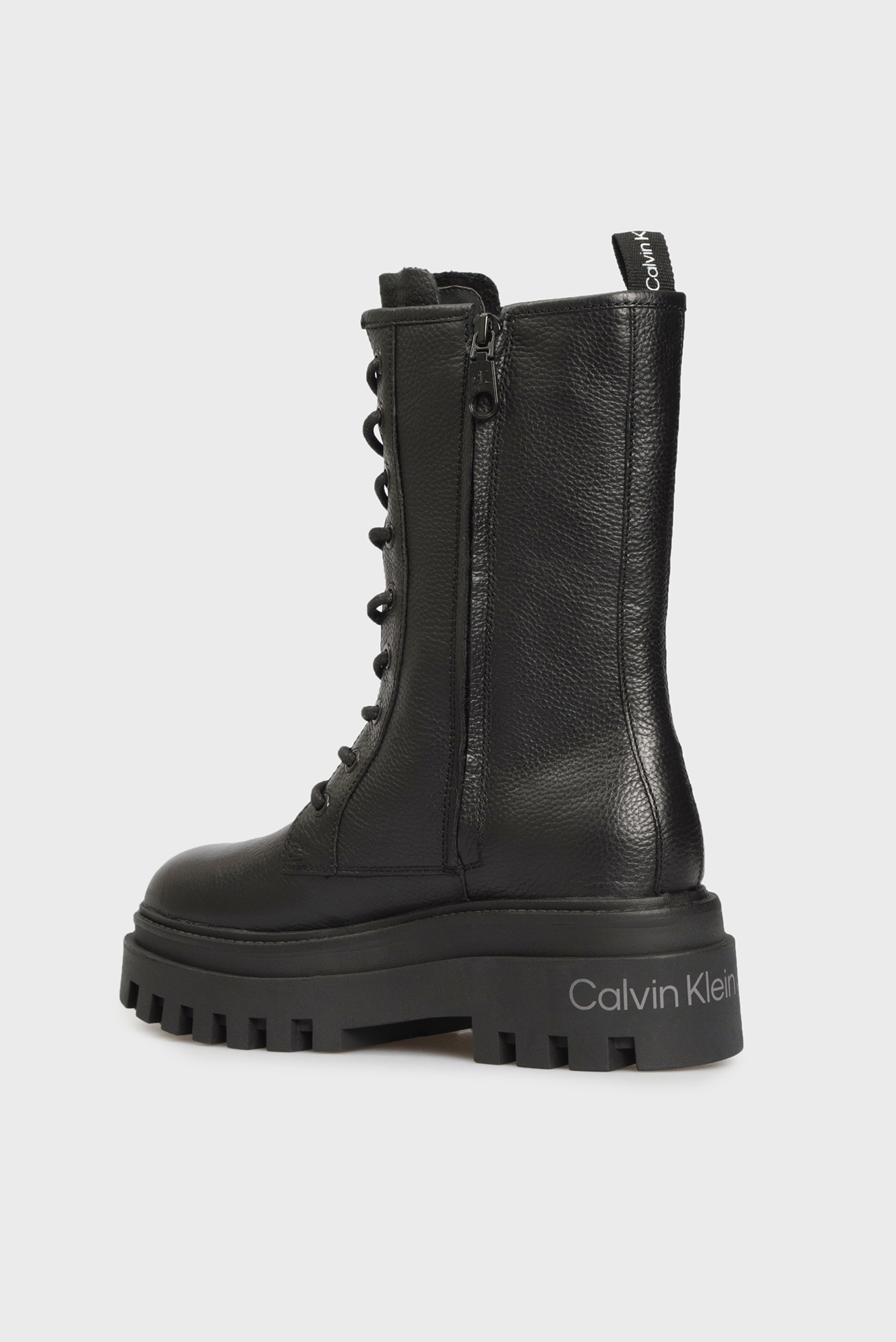 Женские черные кожаные ботинки FLATFORM Calvin Klein Jeans YW0YW00843 ...